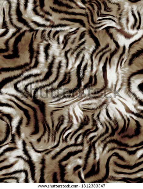 Furry Abstract Tiger Skin Pattern Stock Illustration 1812383347