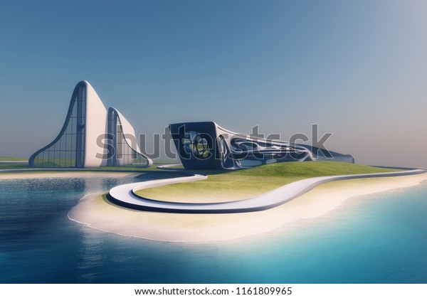 Future City On Coast3d Render Stock Illustration 1161809965 | Shutterstock
