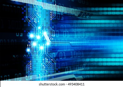 Blue Cyber Security Concept Background Circuit Stock Vector (Royalty ...