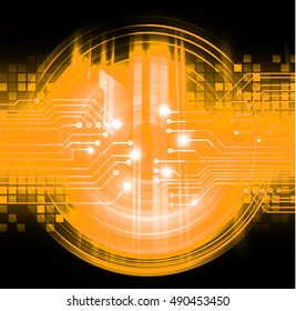 Future Technology Orange Cyber Security Concept Stock Illustration ...