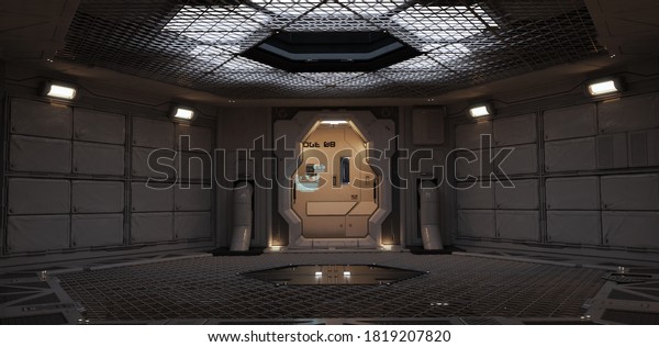 Futuristic Back Drop Sci Fi Corridor Stock Illustration 1819207820 ...