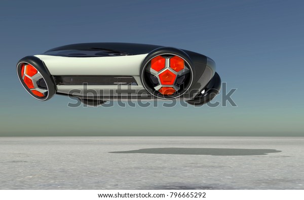 Futuristic Bus Flying Over Surface Passenger Stock Illustration 796665292