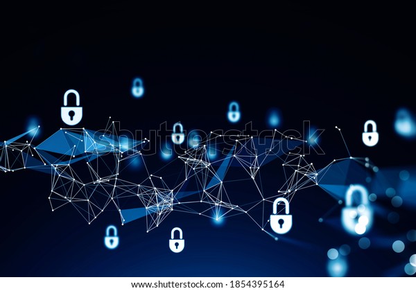Futuristic Cyber Security Interface Over Blue Stock Illustration 1854395164