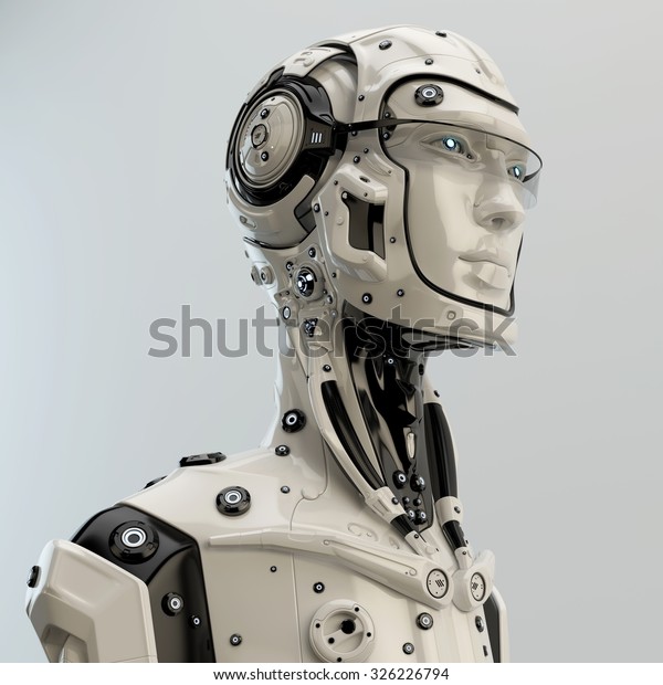 Futuristic Cyborg Profile Side Render Stylish Stock Illustration ...
