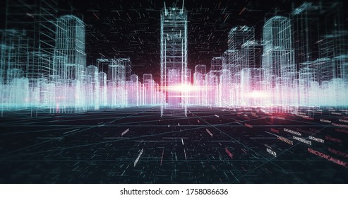 Futuristic Developed City Computer Network Data Stock Illustration ...
