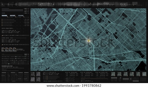 Futuristic Digital City Map Layout Satellite: Hình minh họa có sẵn ...
