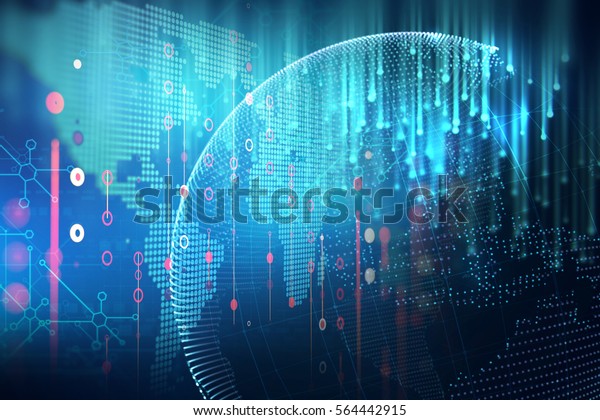 Futuristic Earth Map Technology Abstract Background: stockillustratie ...
