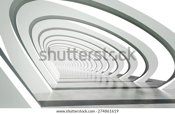 Futuristic Exterior Pathway Structure Under Modern Stock Illustration ...