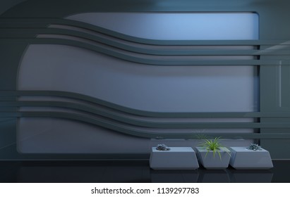 Futuristic Interior Design Future Wall Decoration Stock Illustration ...