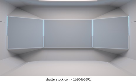 Futuristic Interior Empty Display On Wall Stock Illustration 1620468691 ...