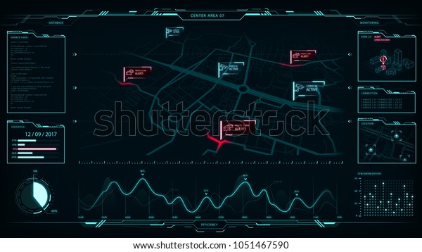 Futuristic Layout Command Center Smart Cities Stock Illustration 1051467590