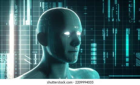 Futuristic Robot Front Data Screen Meta Stock Illustration 2209994033 ...