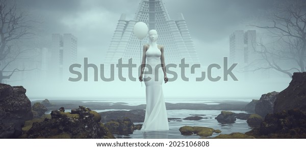 Futuristic Sci Fi Alien Demon Woman Stock Illustration 2025106808 ...