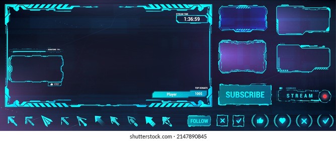 Futuristic Theme Screen Panel Overlay Streamdps Stock Illustration ...