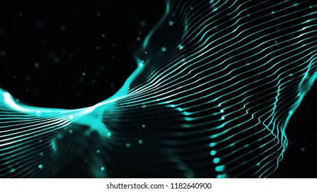 Futuristic Wavy Stream Technology Background Digital Stock Illustration ...