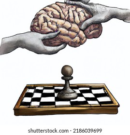 Game Chess Between Brain Machine Rendered Stock Illustration 2186039699 ...