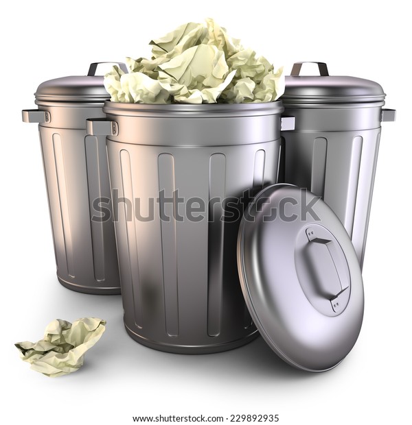 Garbage Cans Isolated On White Background Stock Illustration 229892935
