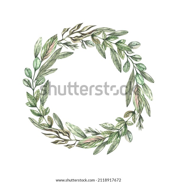 Garden Greenery Round Frame Template Wedding Stock Illustration ... Garden Greenery Round Frame Template Wedding Stock Illustration ...