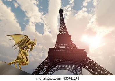 Gargoyle Eiffel Tower Computer Generated 3d Stock Illustration ...