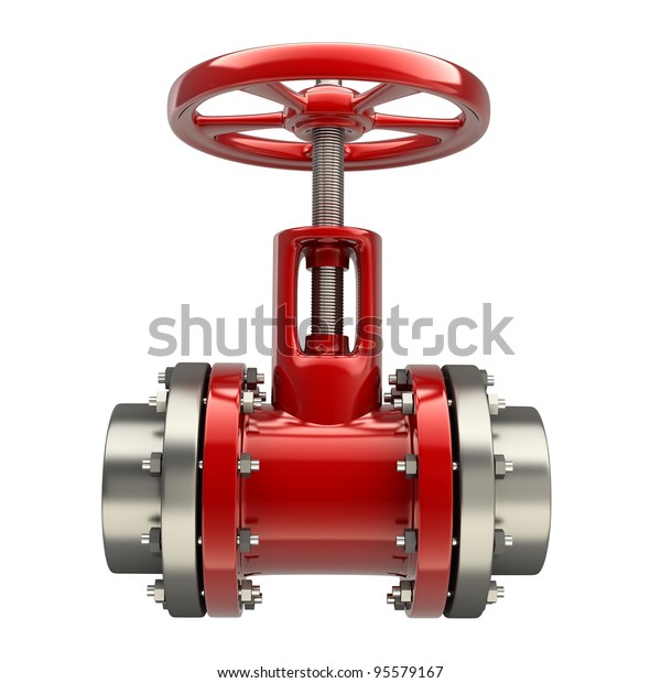 Gas Pipe Red Valve On White Stock Illustration 95579167