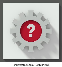 Gear Flat Design Question Mark Icon Stock Illustration 221344213