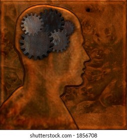 Gears Inside Head Mettalic Background Stock Illustration 1856708 ...