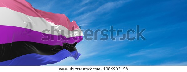 Genderfluidity Prideflag Waving Wind Cloudy Sky Stock Illustration 8730