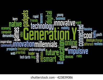 Generation Y Word Cloud Concept On Stock Illustration 423839086 ...