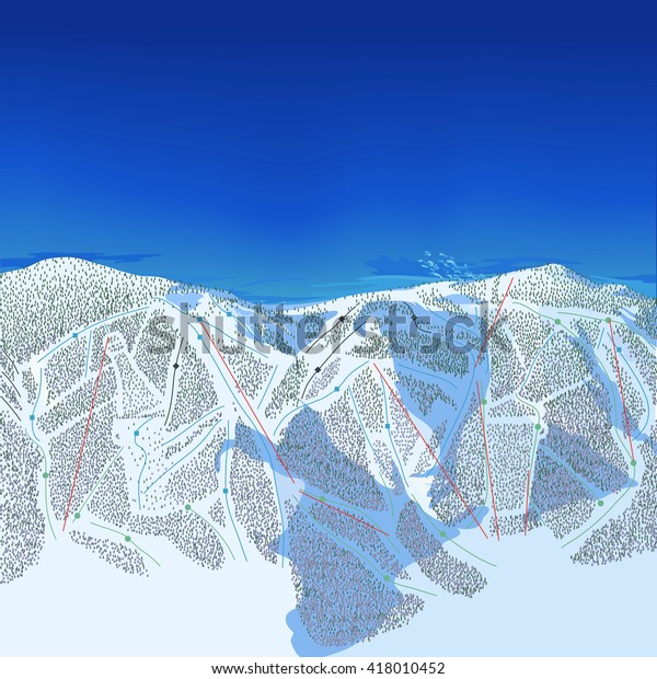 Generic Ski Map When Folded Quarters Stock Illustration 418010452 ...
