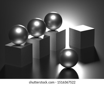 Geometric Figures 3d Render Matte Surfaces Stock Illustration ...