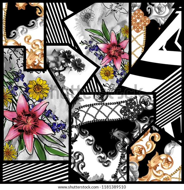 Geometric Floral Pattern Stock Illustration 1181389510 | Shutterstock