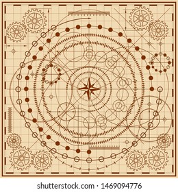 Geometric Pattern Technical Drawing Raster Version Stock Illustration ...