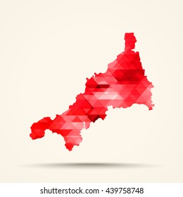 Red Cornwall Map Illustration Stock Illustration 439892647