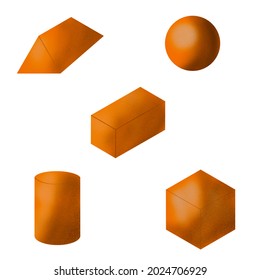 Geometric Shapes Objects Set Isolated On Stock Illustration 2024706929 ...
