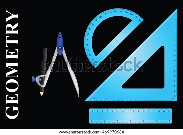 Geometry Instrument Set Consisting Ruler Protractor Stock Illustration ...