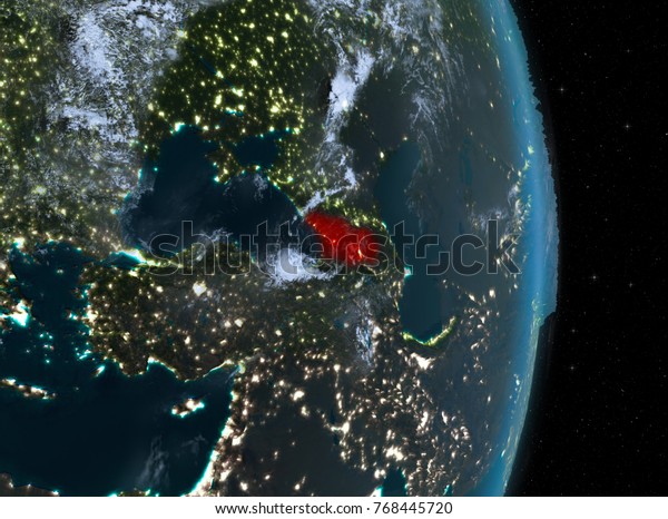 Georgia Orbit Planet Earth Clouds Night Stock Illustration 768445720 ...