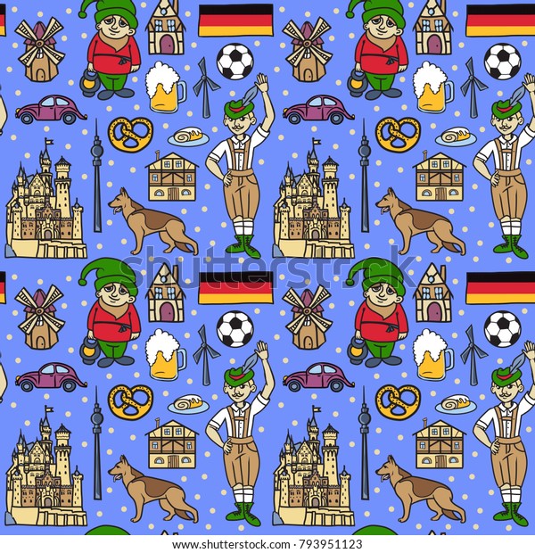 German Symbols Seamless Pattern Stock Illustration 793951123