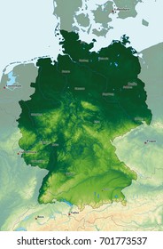 Germany Physical Map Stock Illustration 701773537