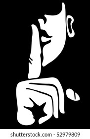 Gesture Finger On Lips Vector Version Stock Illustration 52979809 ...
