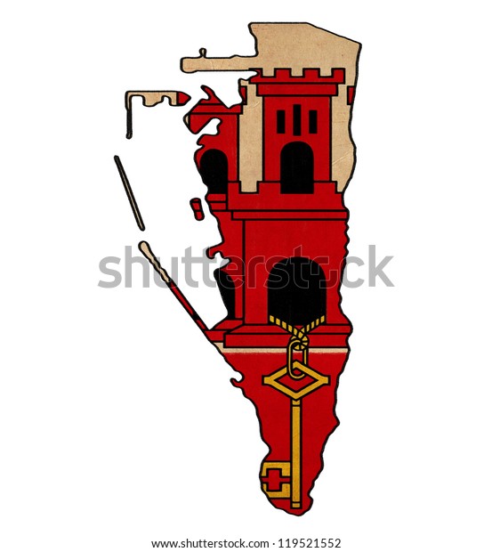 Gibraltar Map On Gibraltar Flag Drawing Stock Illustration 119521552 ...