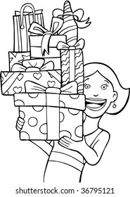 Gift Stack Line Art Stock Illustration 36795121 | Shutterstock