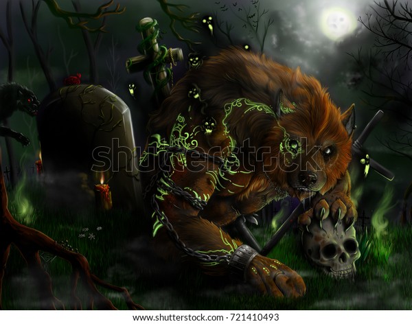 Ginger Werewolf Magic Graveyard Stock Illustration 721410493 | Shutterstock