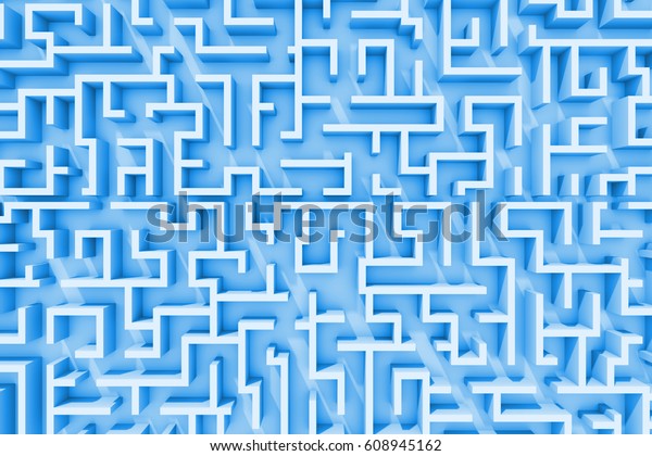 Ginormous Light Blue Maze Structure Path Stock Illustration 608945162