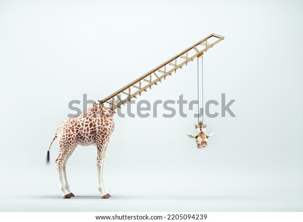 Giraffe Crane Instead Neck Lifting His Stock Illustration 2205094239 ...