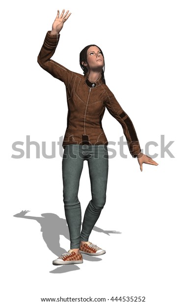 Girl Dancing While Looking Wistfully Upward Stock Illustration ...