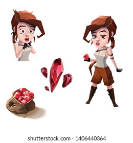 Girl Maining Red Ruby Gem 스톡 일러스트 1406440364 | Shutterstock
