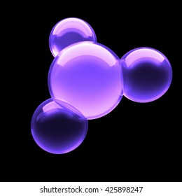 Glass Molecule Structure On Black Background Stock Illustration ...