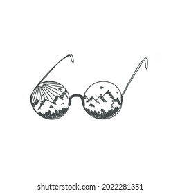 Glasses Perfect View Reflection Line Art Stock Illustration 2022281351 ...