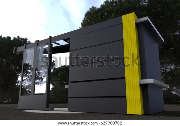 Glazed Bus Stop Back View 3d: ilustración de stock 629900702 | Shutterstock