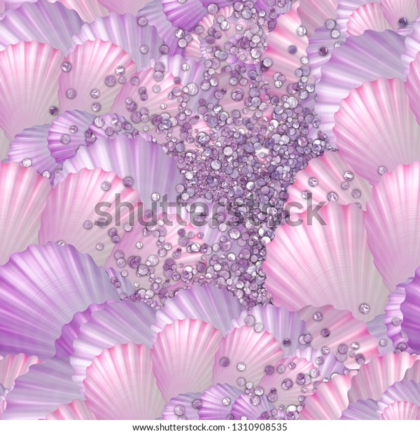 Glitter Shell Seamless Texture 3d Illustration: ภาพประกอบสต็อก ...